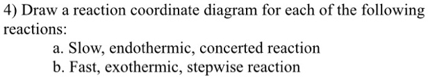 SOLVED: 4) Draw a reaction coordinate diagram for each of the following ...
