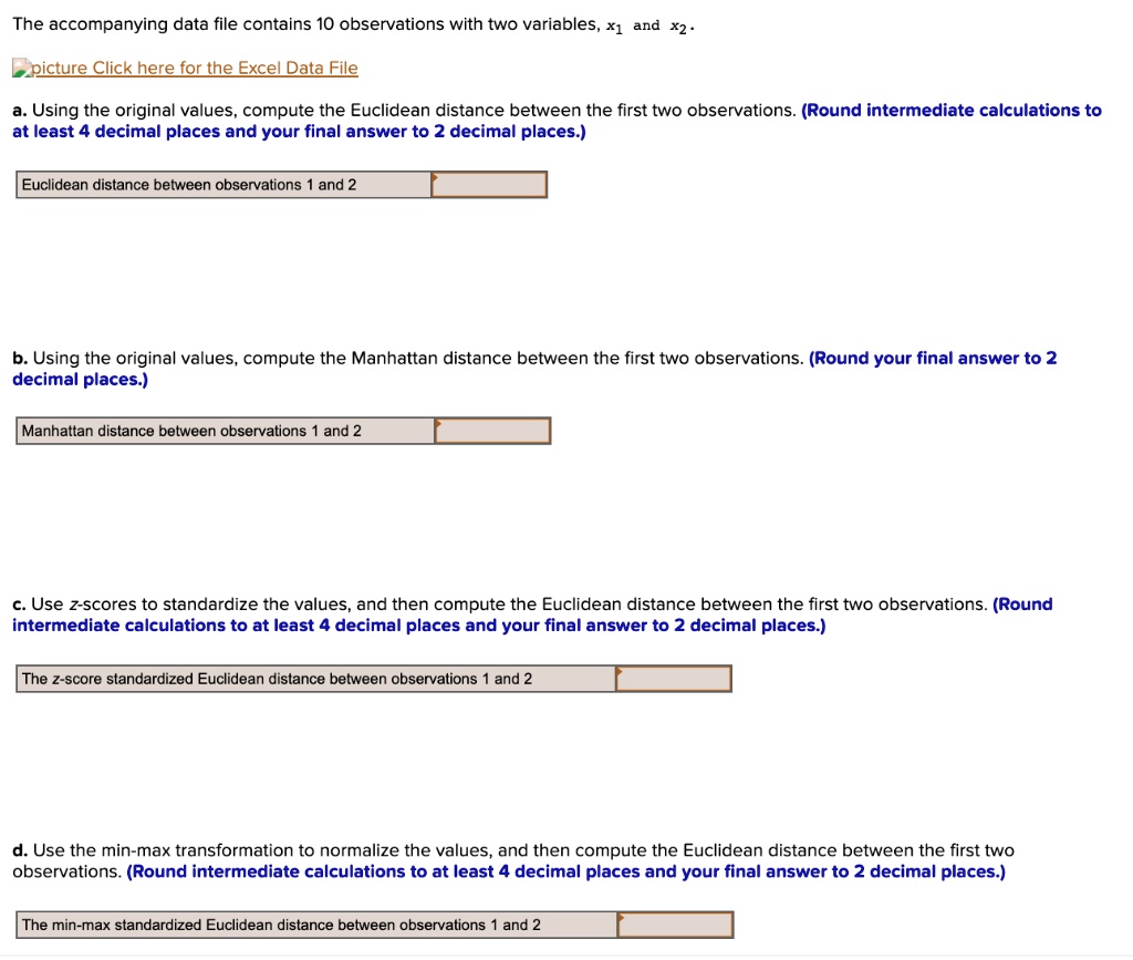 The Accompanying Data File Contains 10 Observations With Two Variables