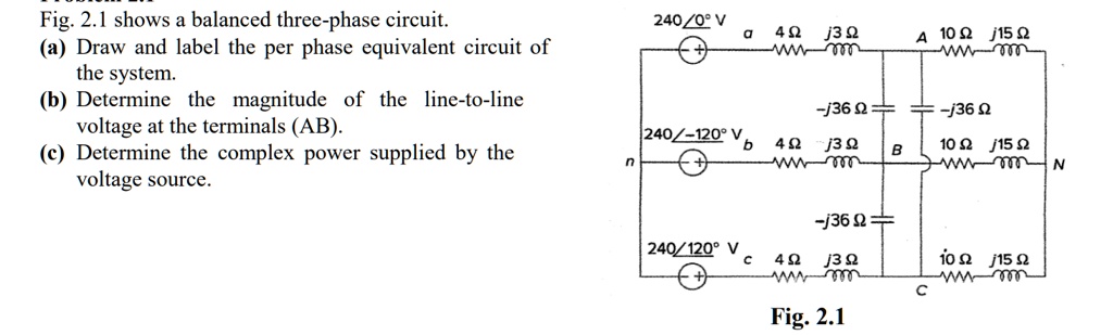 fig 21 shows a balanced three phase circuit a draw and label the per ...