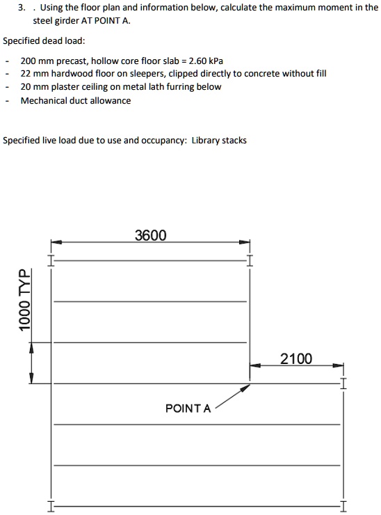 using the floor plan and information below calculate the maximum moment ...