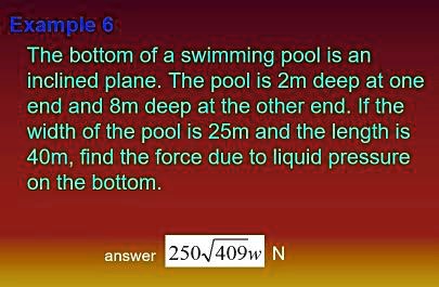 Example 6 The bottom of a swimming pool is an inclined plane. The pool ...