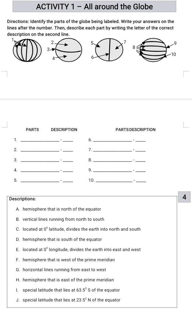 ACTIVITY 1 - All around the Globe Directions: Identify the...