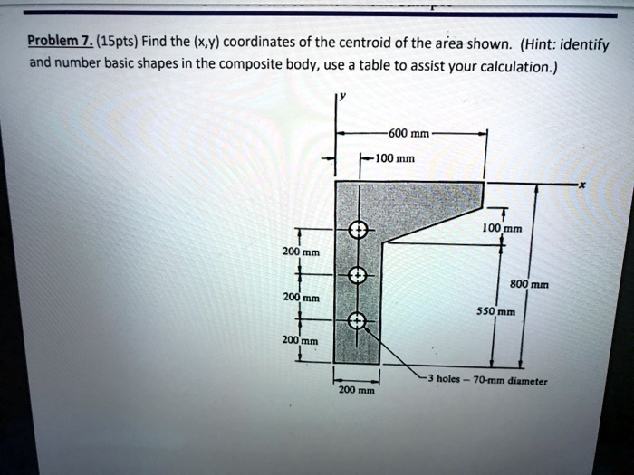 Problem 7. (15pts) Find the (x,y) coordinates of the centroid of the ...