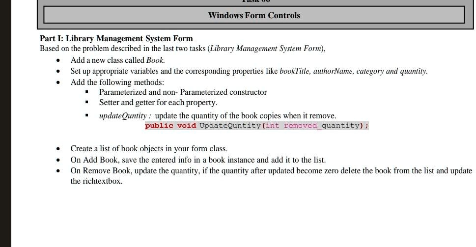 Solved Texts Windows Form Controls Part I Library Management System Form Based On The Problem