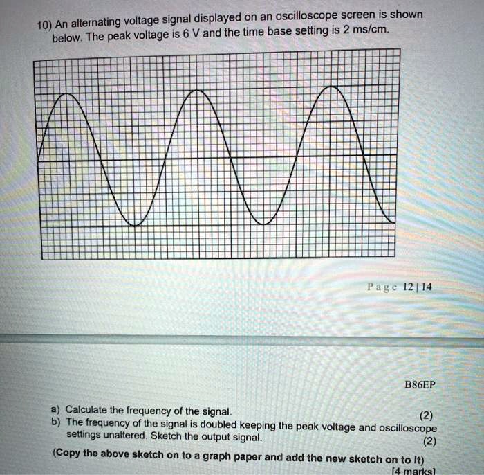 SOLVED: 10 An alternating voltage signal displayed on an oscilloscope ...