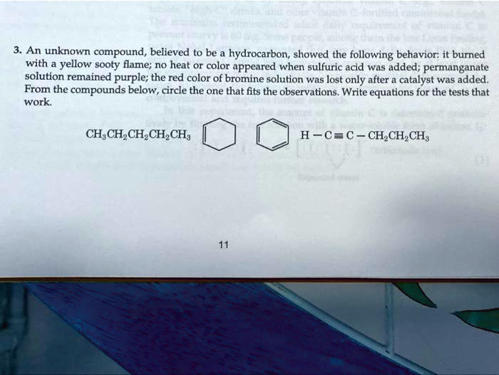 VIDEO solution: An unknown compound, believed to be hydrocarbon, showed ...