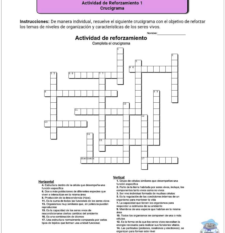 SOLVED: Crucigrama por favor necesito ayuda es para hoy Actividad de ...