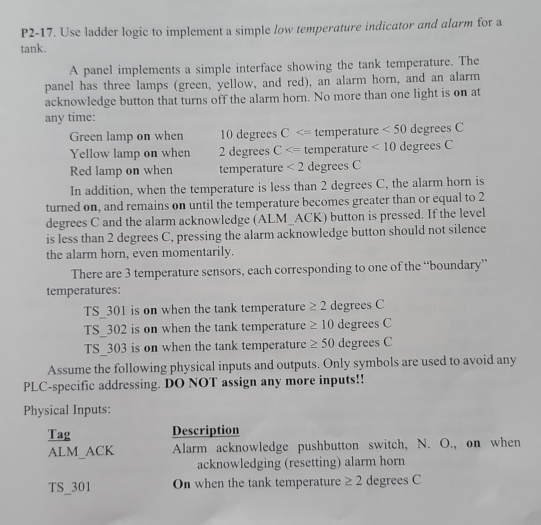 p2 17 use ladder logic to implement a simple low temperature indicator ...