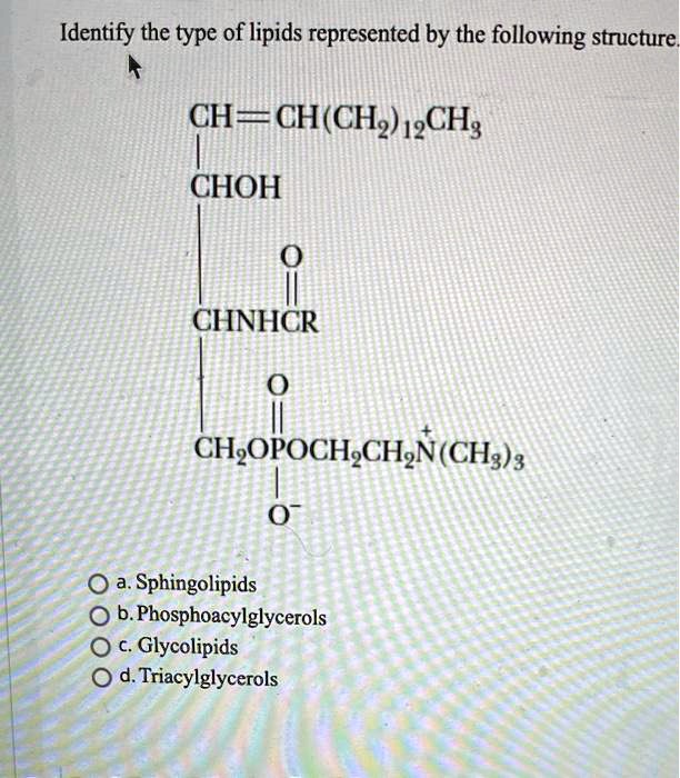 identify the type of lipids represented by the following structure ch ...