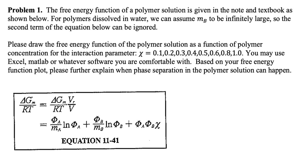 Problem 1. The free energy function of a polymer solution is given in ...