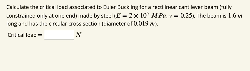 Calculate the critical load associated to Euler Buckling for a ...
