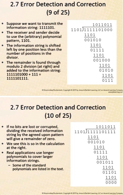2.7 Error Detection and Correction (9 of 25) • Suppose we want to ...