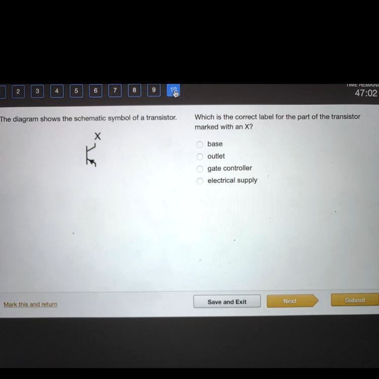 the diagram shows the schematic symbol of a transistor which is the ...
