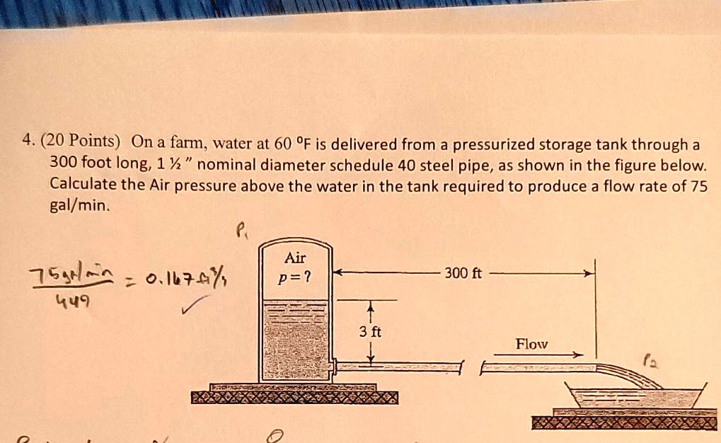4. (20 Points) On a farm, water at 60 °F is delivered from a ...
