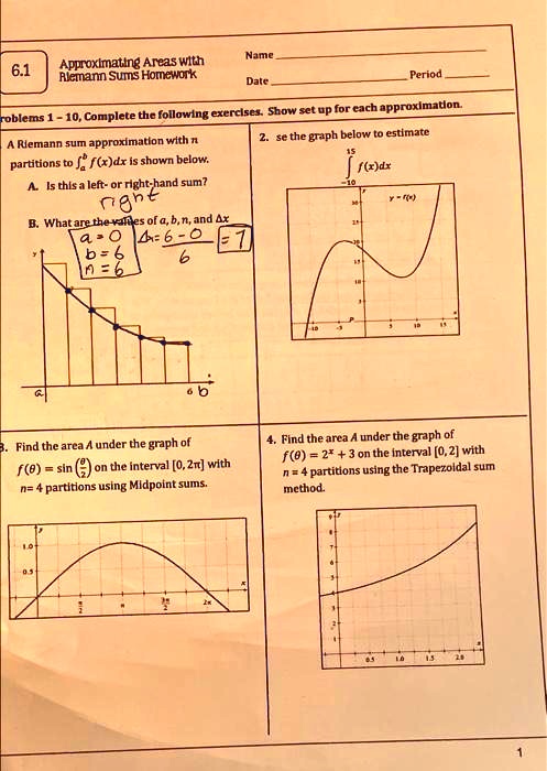 6.1 Approximating Areas with Riemann Sums Homework Name Date Period ...