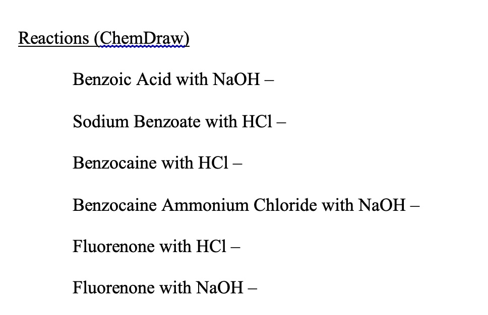 reactions chemdraw benzoic acid with naoh sodium benzoate with hcl ...