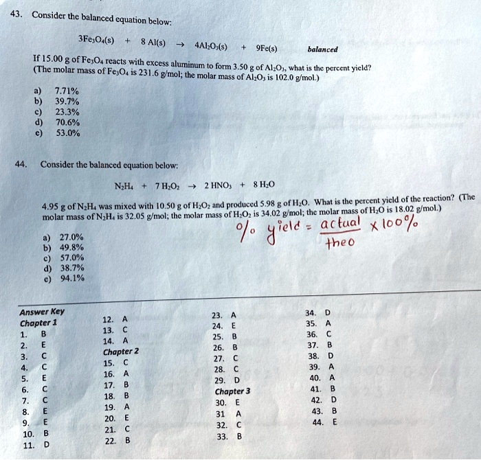 Solved Consider The Balanced Equation Below 3fe2o3 S 2al S