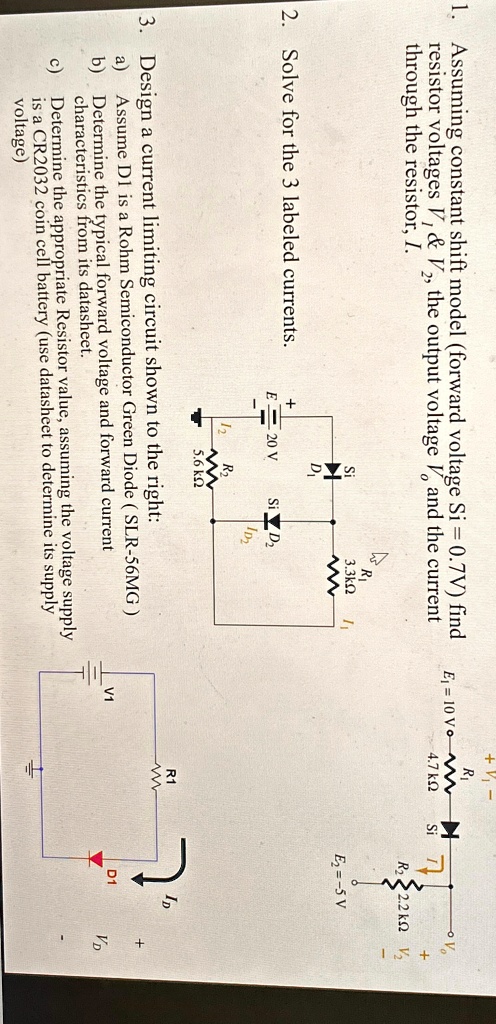 SOLVED: Assuming constant shift model (forward voltage Si=0.7V ) find ...