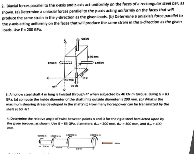 2. Biaxial forces parallel to the x-axis and z-axis act uniformly on ...