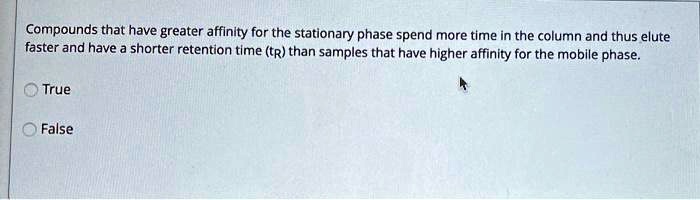SOLVED: Compounds that have greater affinity for the stationary phase ...