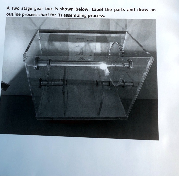 A two stage gear box is shown below. Label the parts and draw an ...