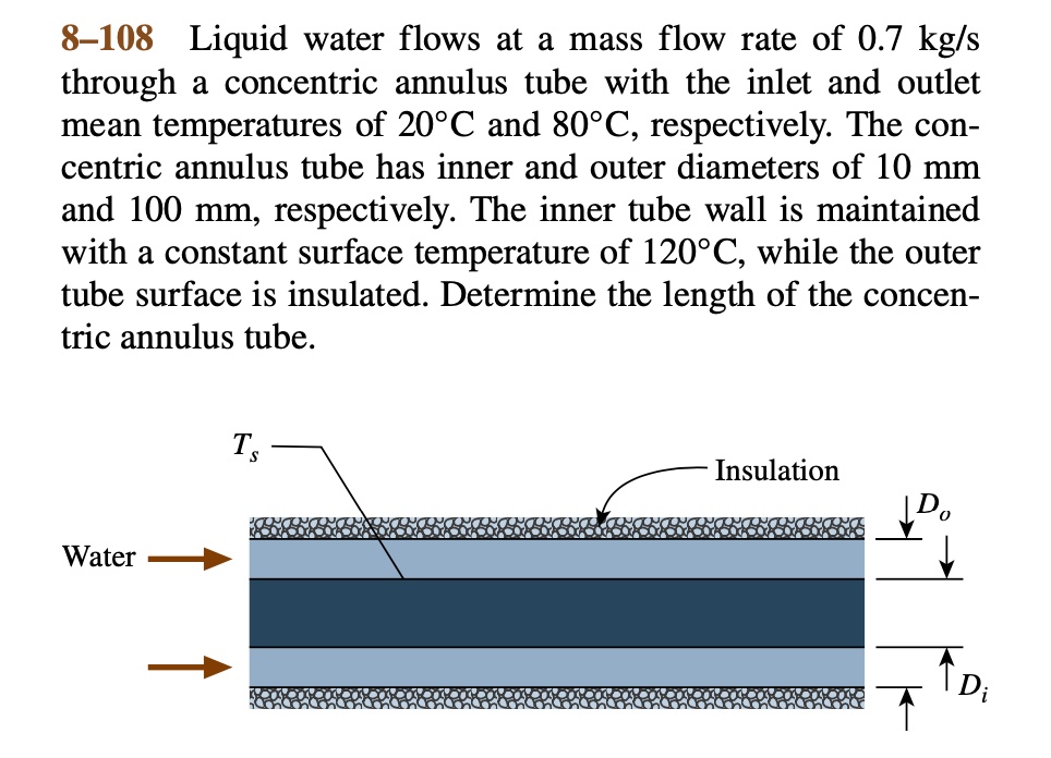 SOLVED: Liquid water flows at a mass flow rate of 0.7 kg/s through a ...