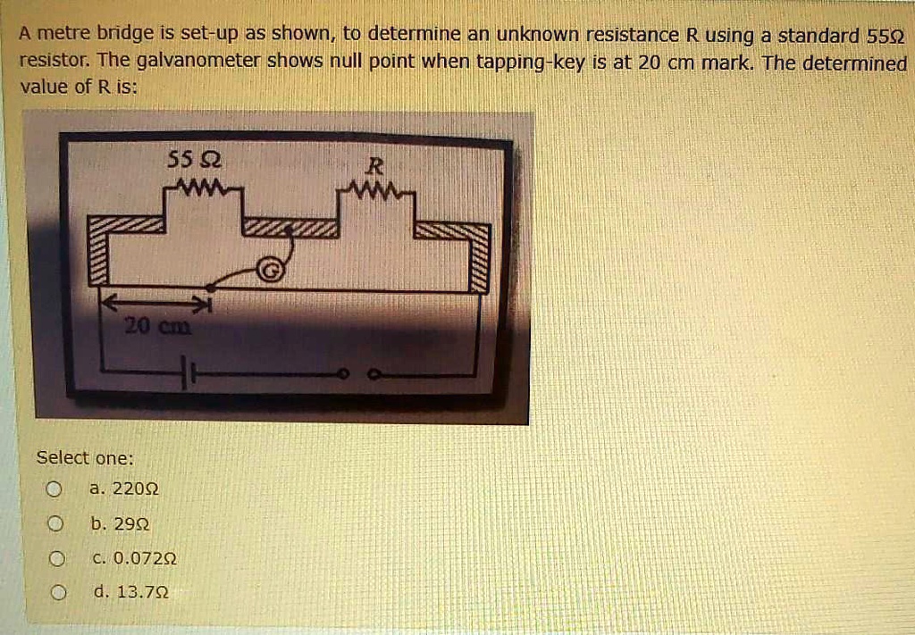 SOLVED: A metre bridge is set-up as shown, to determine a unknown ...