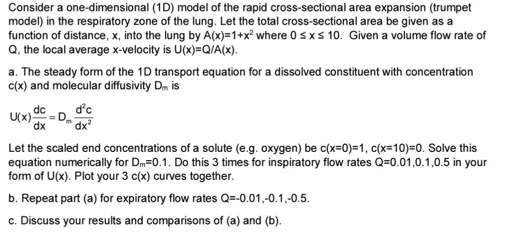 Consider a one-dimensional (1D) model of the rapid cross-sectional area ...