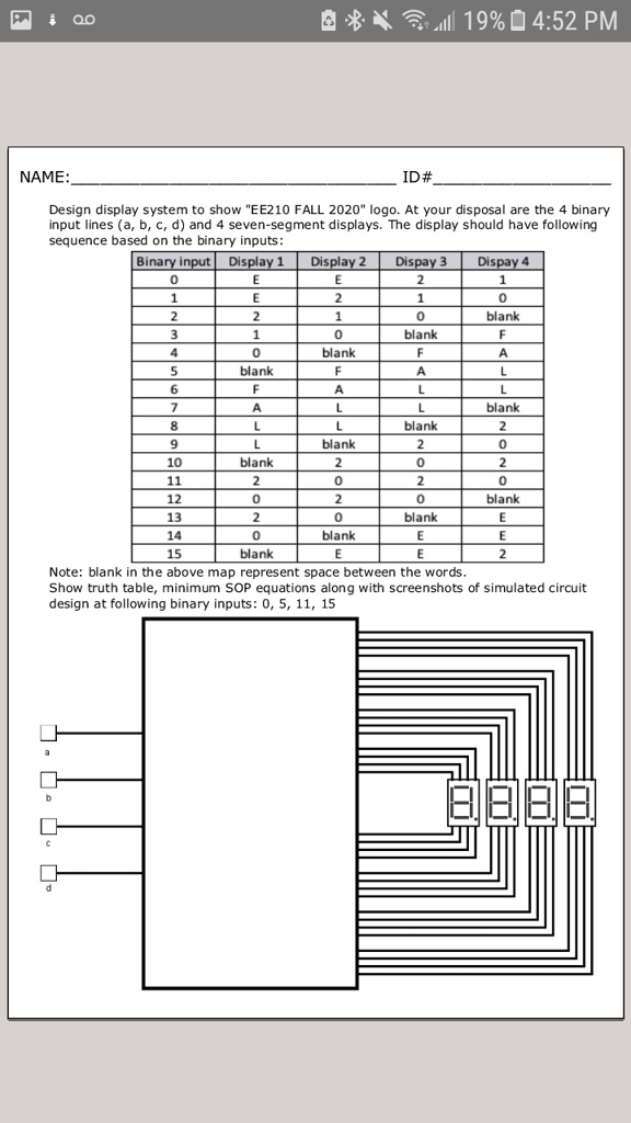 SOLVED: Design a display system to show the "CCNY and EE210" logo. At ...