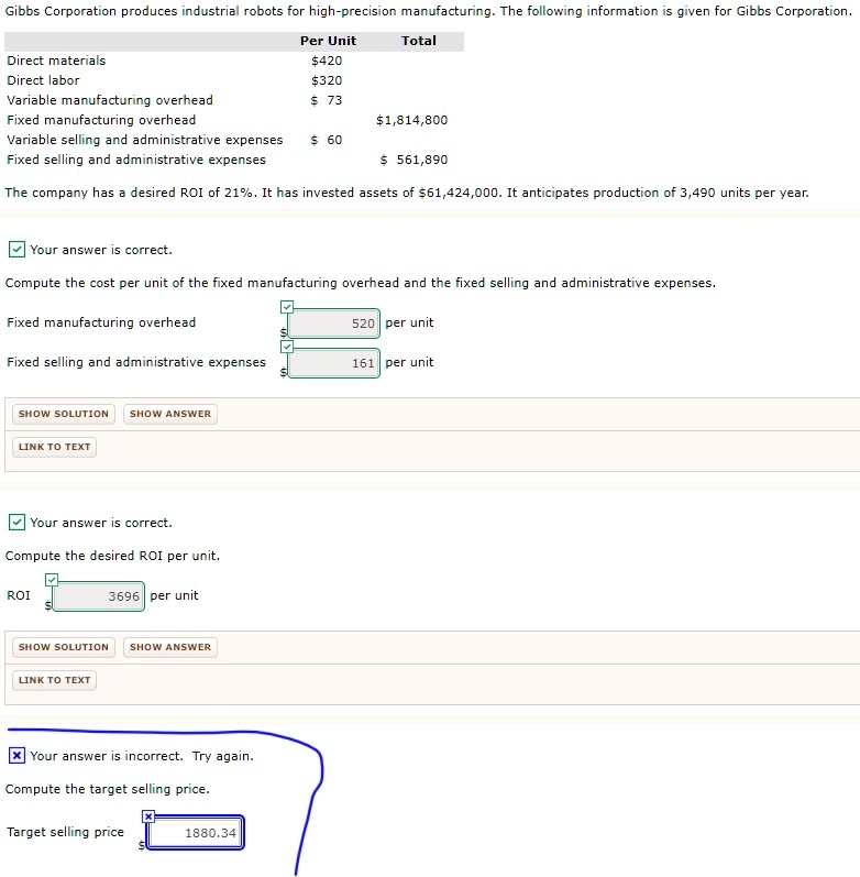 per unit 420 320 73 total direct materials direct labor variable manufacturing overhead fixed ...
