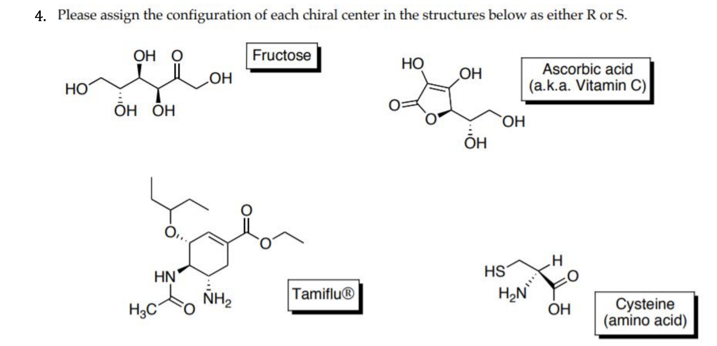 SOLVED: 4. Please assign the configuration of each chiral center in the ...