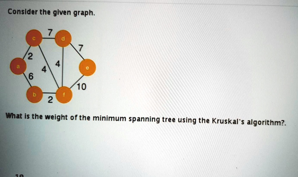 consider the given graph 2 6 10 2 what is the weight ofthe minimum spanning tree using the ...