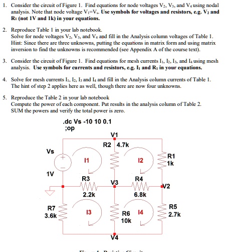 SOLVED: Consider the circuit of Figure 1. Find equations for node voltages V2, V3, and V4 using ...