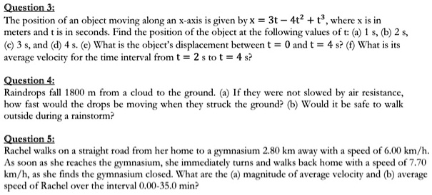 Solved Question 1 The Position Of An Object Moving Along An X Axis Is