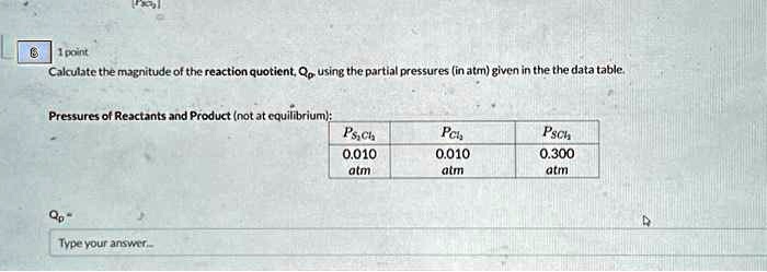 SOLVED: 8 [PSC1₂] 1 point Calculate the magnitude of the reaction quotient, Qp, using the ...