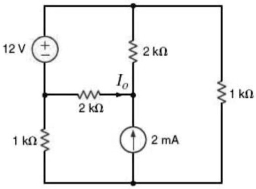 SOLVED: Calculate the current I0 using Thevenin's Theorem on the circuit given in the figure ...