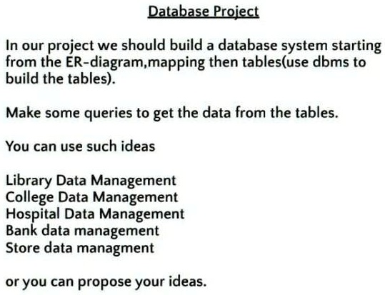 Solved In Our Project We Should Build A Database System Starting From The Er Diagram Mapping 8623