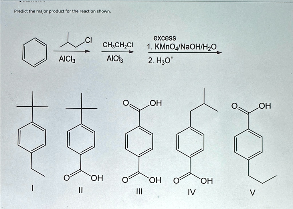 Predict the major product for the reaction shown. excess Cl CH3CH2Cl 1 ...