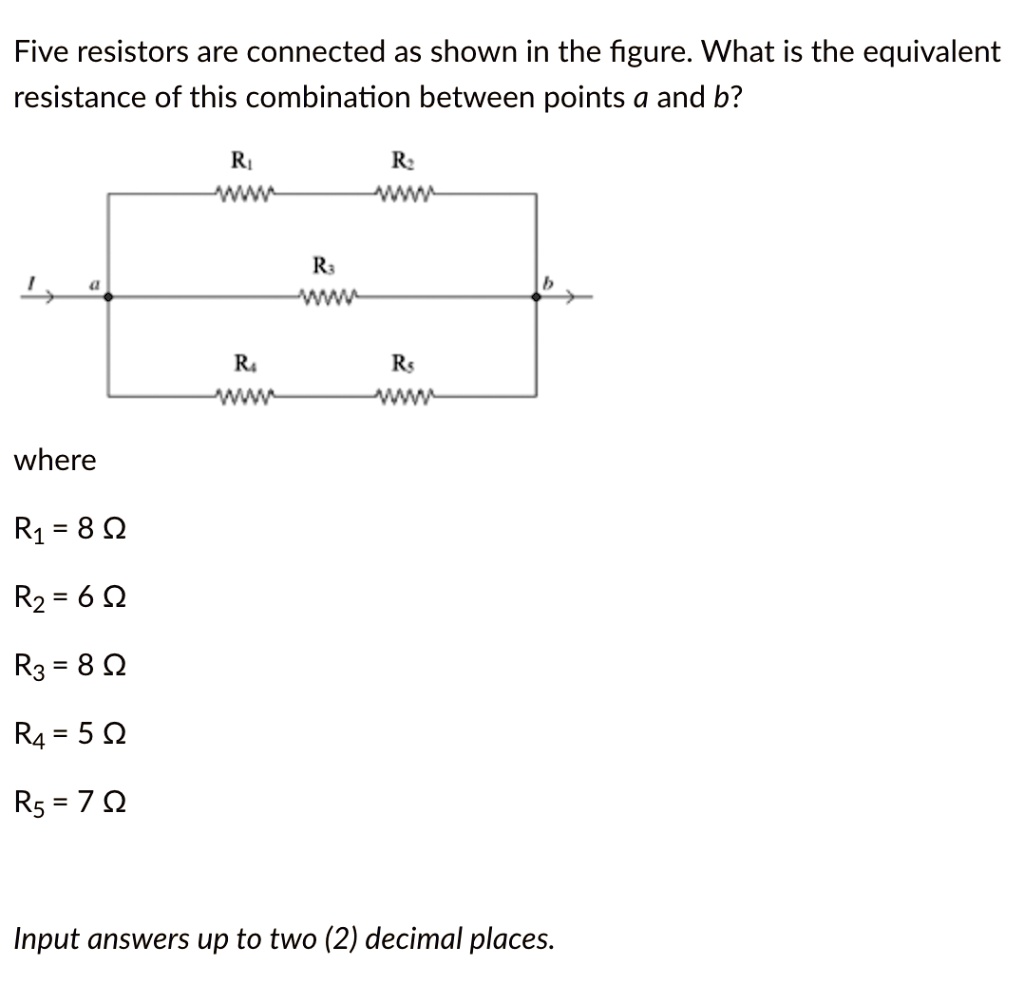SOLVED: Five resistors are connected as shown in the figure. What is the equivalent resistance ...