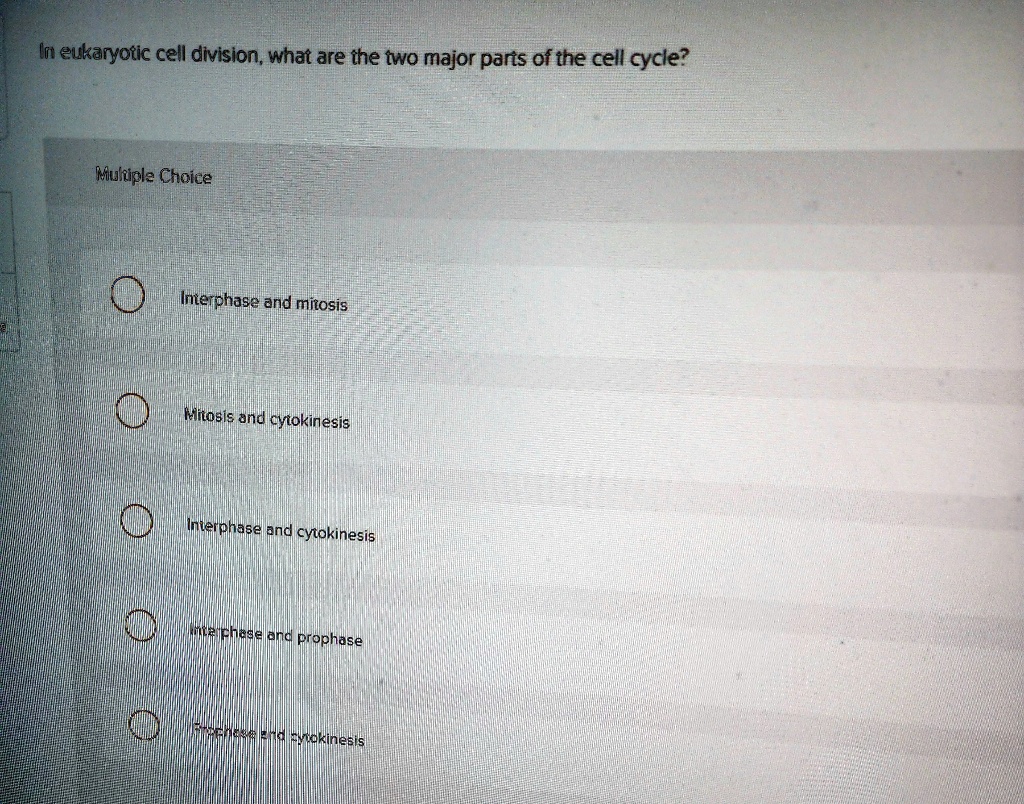 [GET ANSWER] In eukaryotic cell division, what are the two major parts of the cell cycle ...