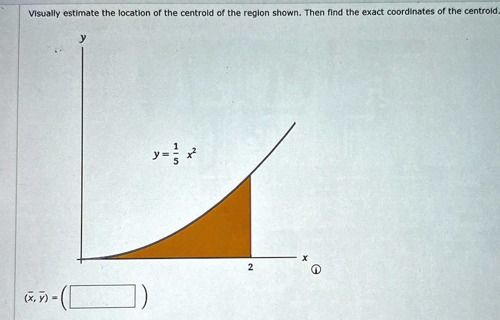 visually estimate the location of the centroid of the region shown then ...