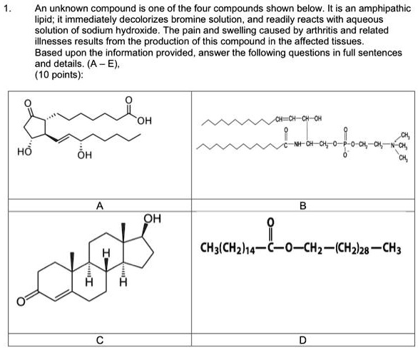 SOLVED: An unknown compound is one of the four compounds shown below ...