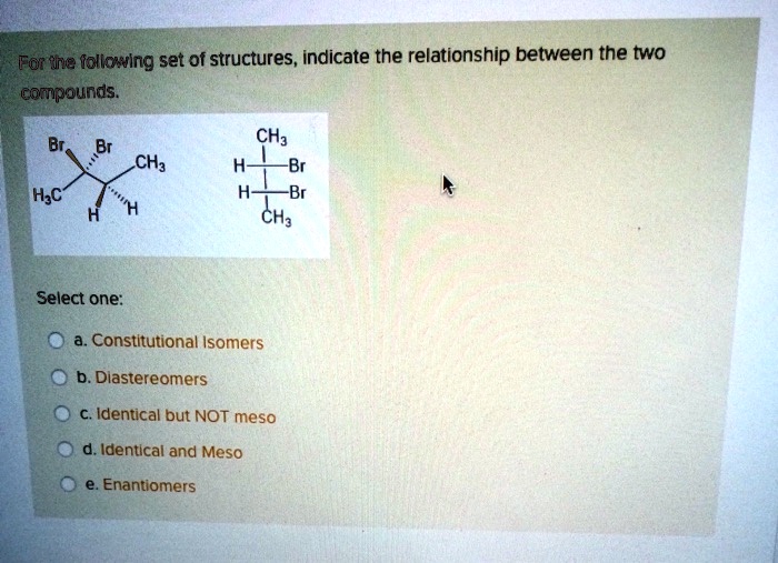 SOLVED:For %ne following set of structures, indicate the relationship between the two compounds ...