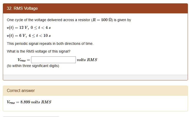 SOLVED: One cycle of the voltage delivered across a resistor (R = 500 Î ...
