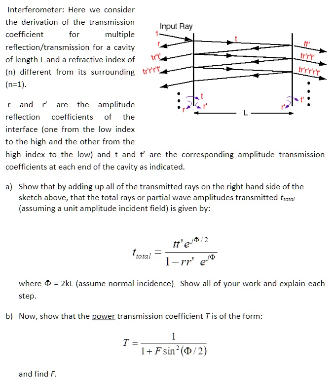 interferometer here we consider the derivation of the transmission ...