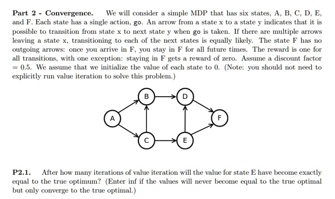 Part 2 - Convergence. We will consider a simple MDP that has six states ...