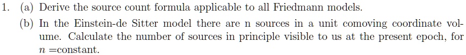 derive the source count formula applicable to all friedmann models b in ...