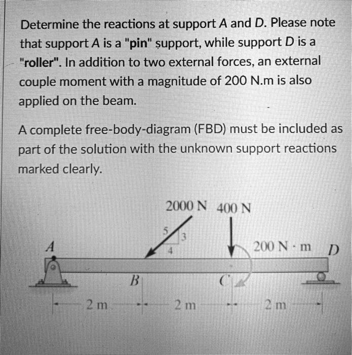 SOLVED: Determine the reactions at support A and D. Please note that ...