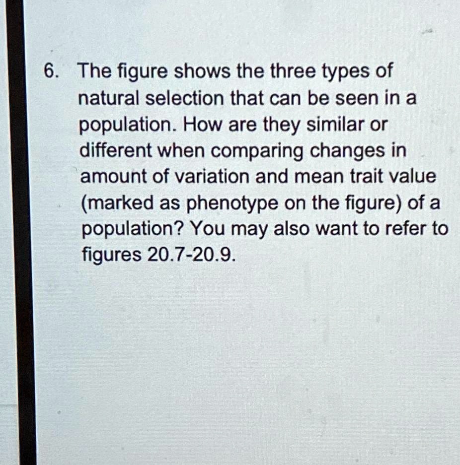 6. The figure shows the three types of natural selection that can be ...