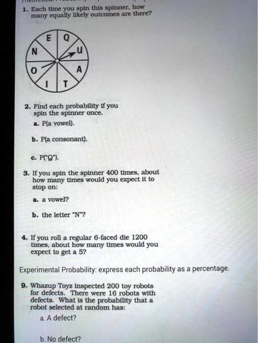 each time you spin this spinner how many cqually ikely outcomes are ...